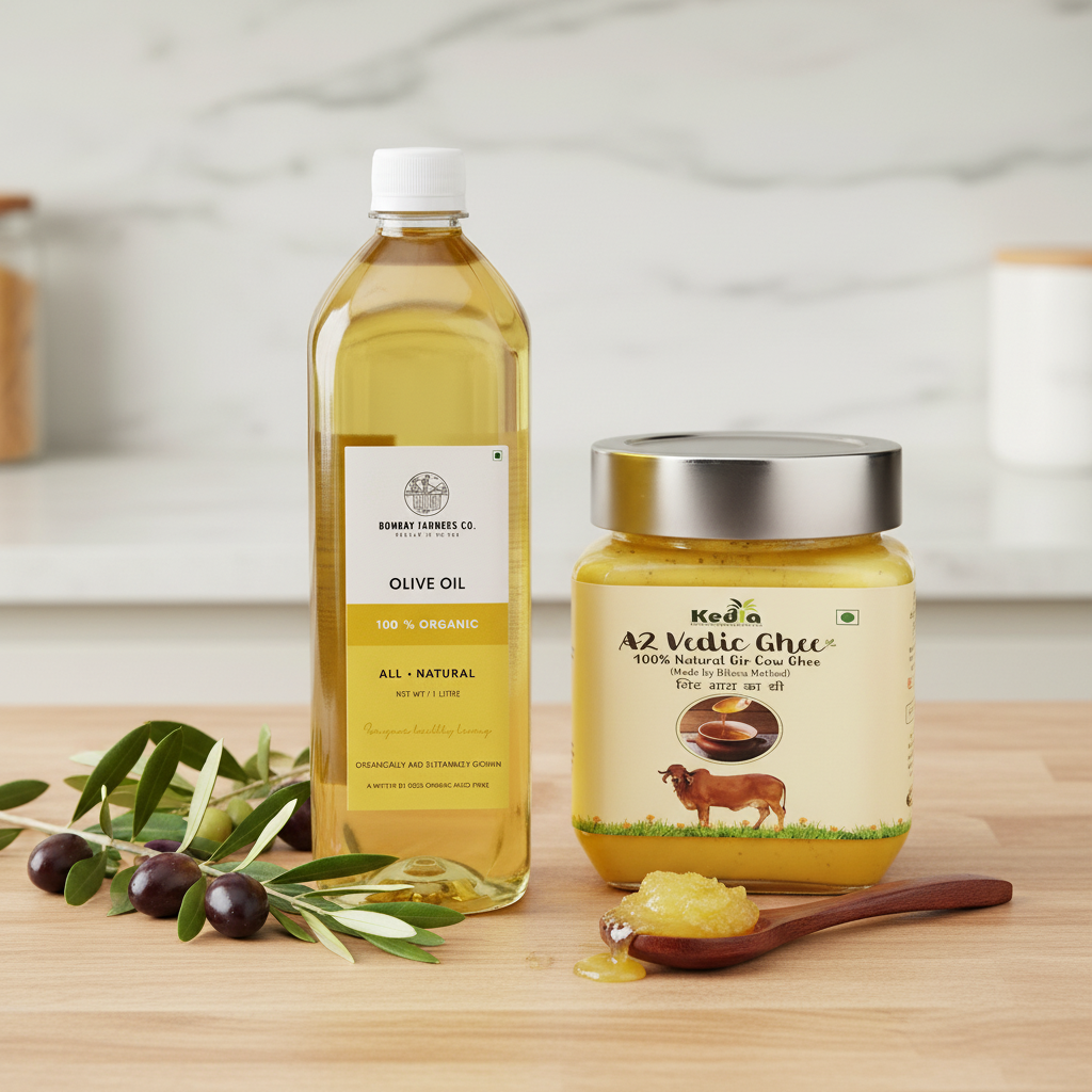 A2 Desi Cow Ghee (500 ml) + Extra Virgin Olive Oil (1 L) – Kedia ...